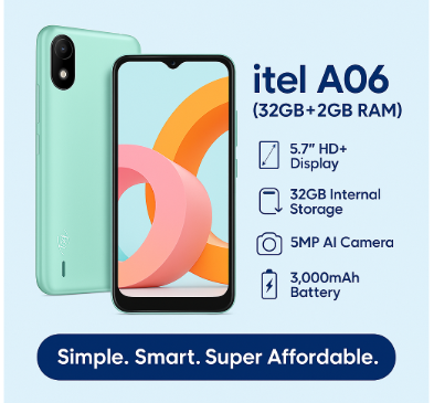 itel A06 (32GB + 2GB RAM): Simple. Smart. Super Affordable. – SIMCEL ONLINE